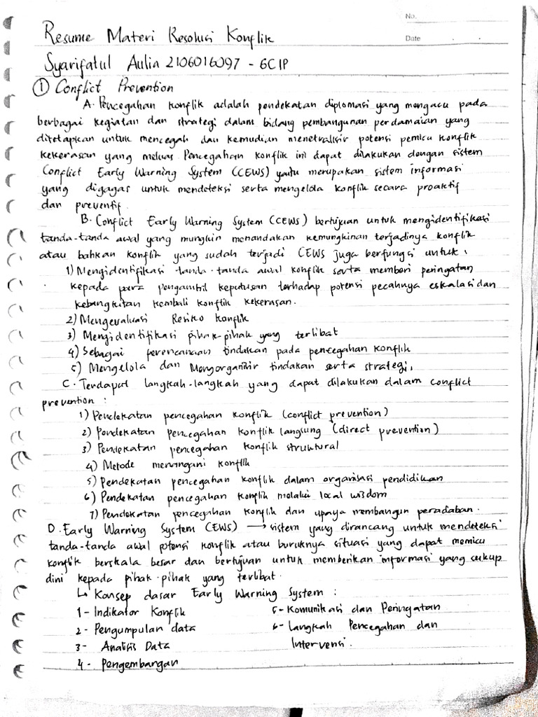 Resume Materi Mata Kuliah Resolusi Konflik | PDF