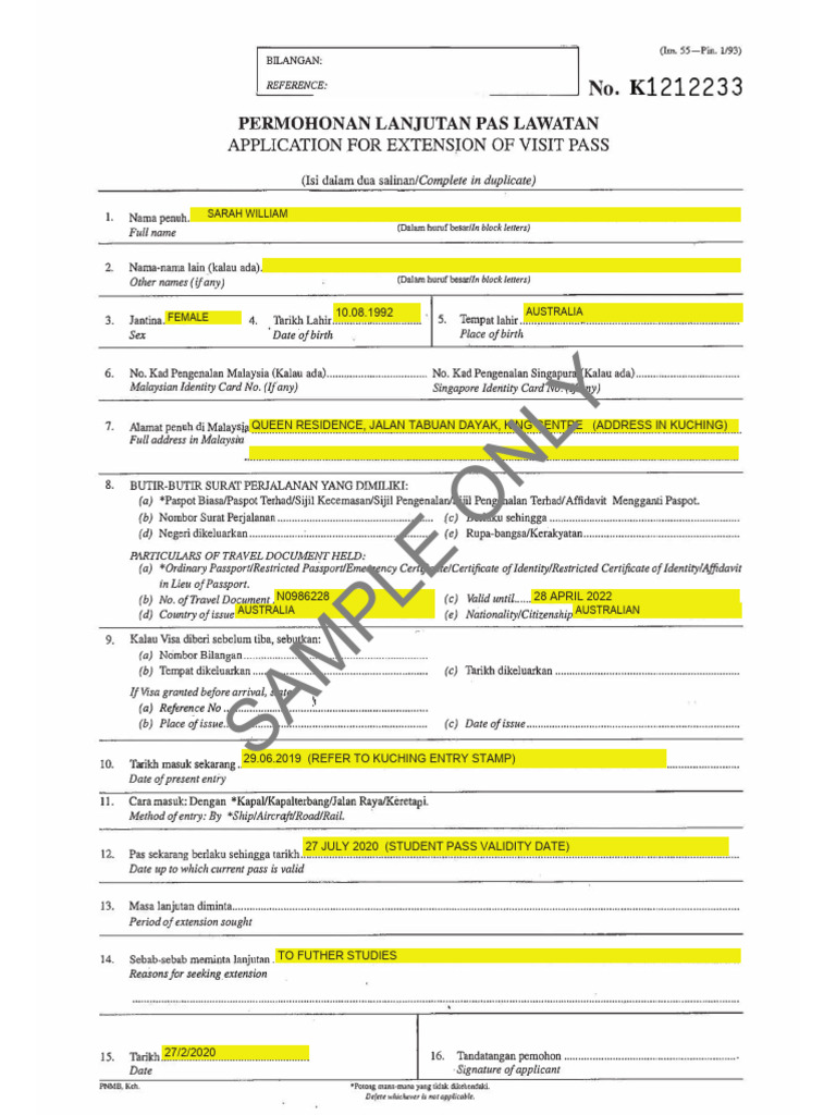 Form Im 55 Permohonan Lanjutan Pas Lawatan | PDF | Passport | National Security