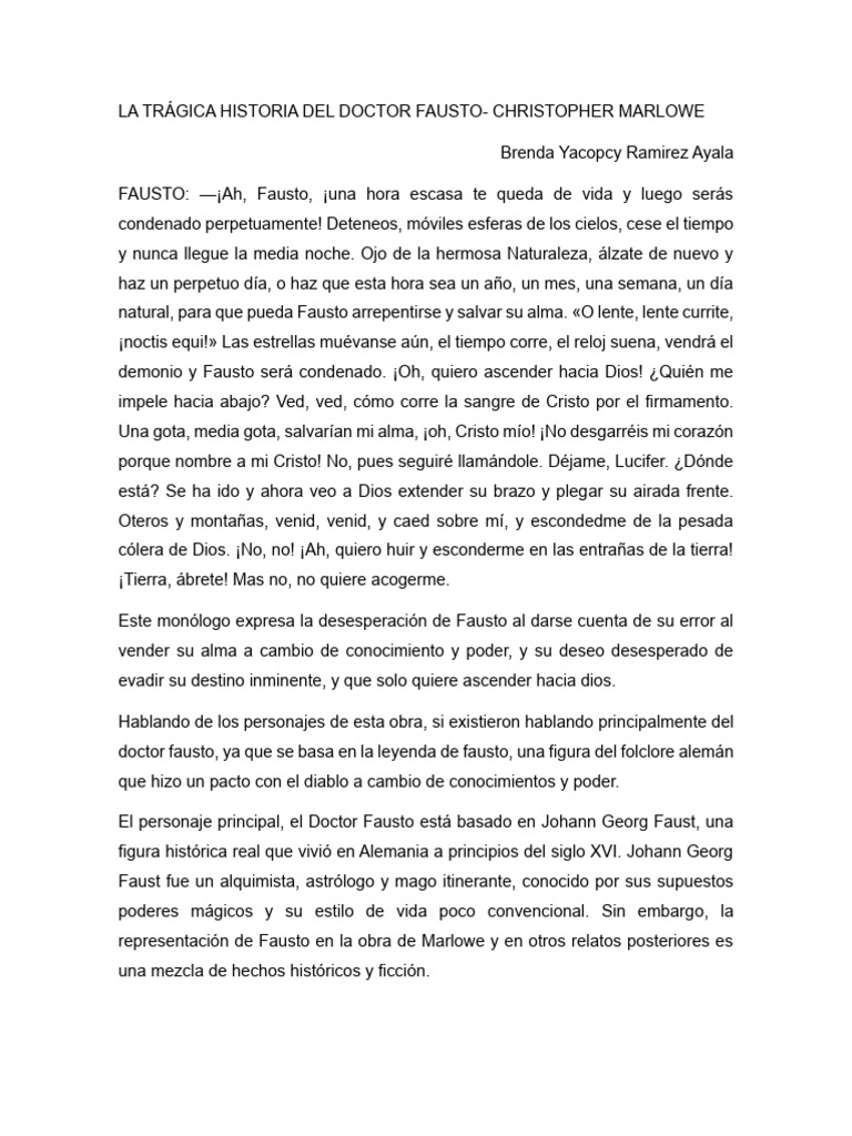 La Trágica Historia Del Doctor Fausto | Descargar gratis PDF | Fausto ...