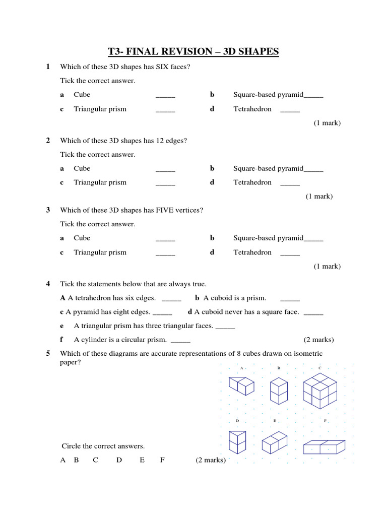 Geometry Quiz for Students | PDF | Tetrahedron | Geometric Shapes