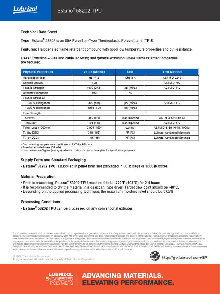 Estane 58202 TPU: Advancing Materials | PDF | Materials | Building ...