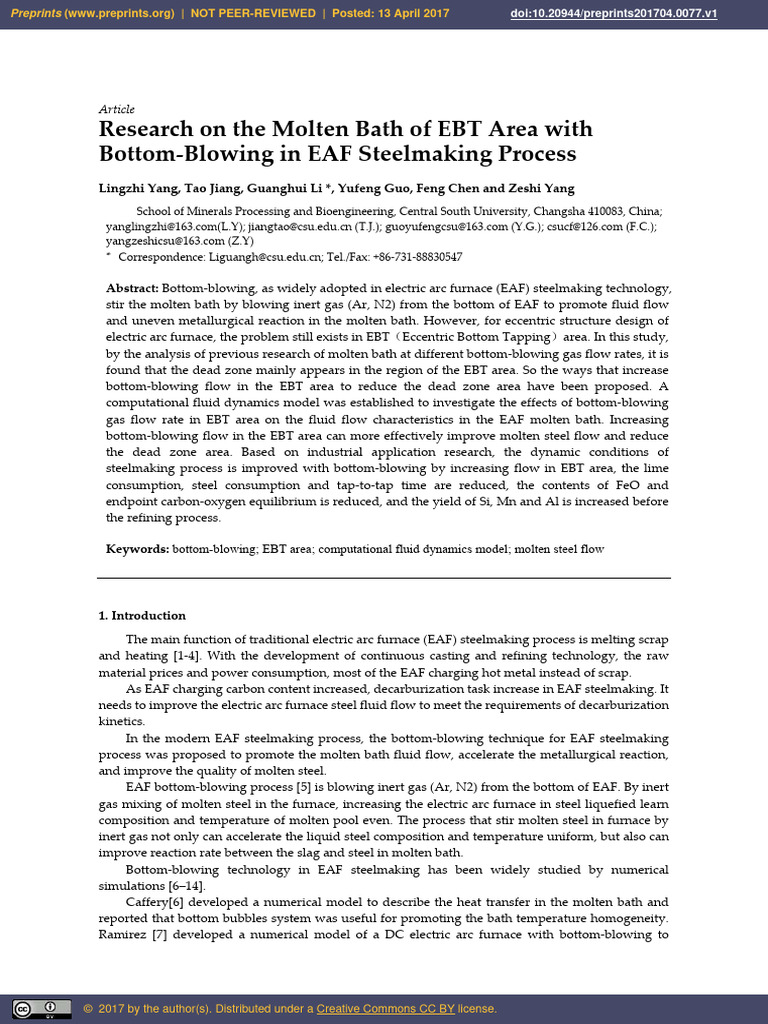 Research - On - The MoltenBath of EBT | PDF | Steelmaking | Turbulence
