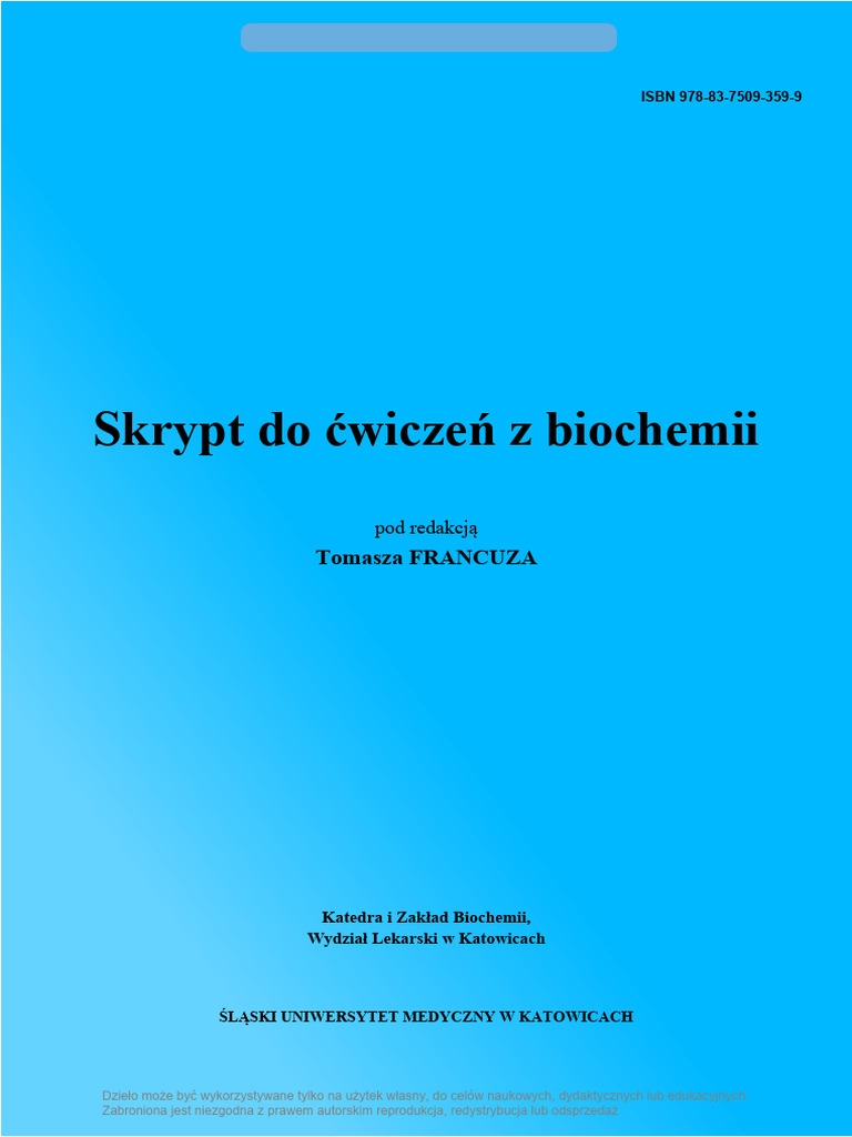 Skrypt Do Ćwiczeń Z Biochemii T.francuz | PDF