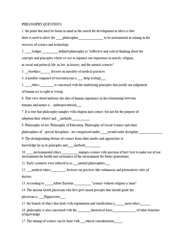 Philosophy Questions | PDF | Science | Theory