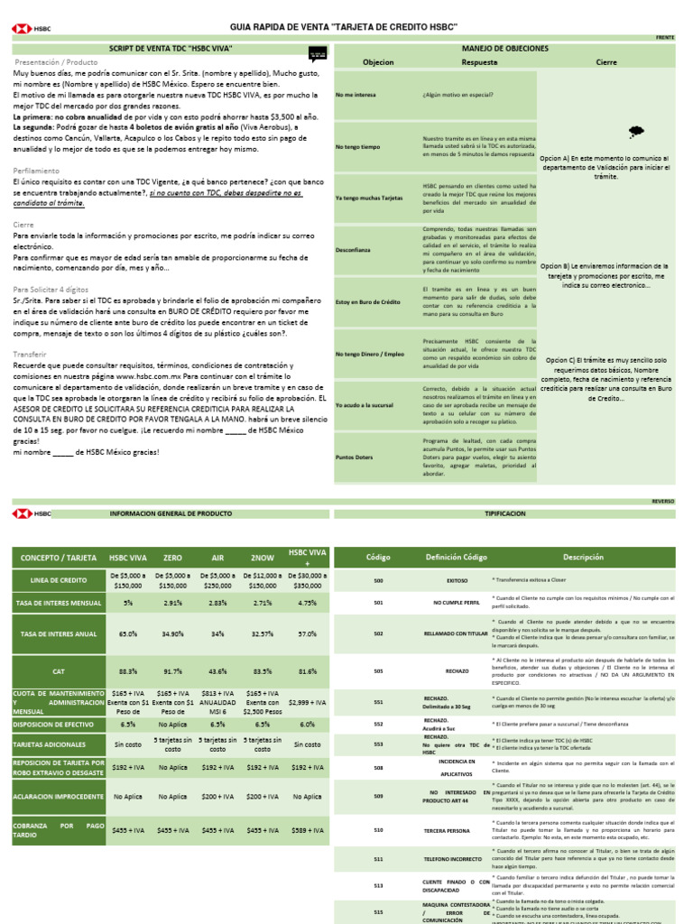 Guia Rapida HSBC VIVA (1) | Descargar gratis PDF | Tarjeta de crédito | Economía Financiera