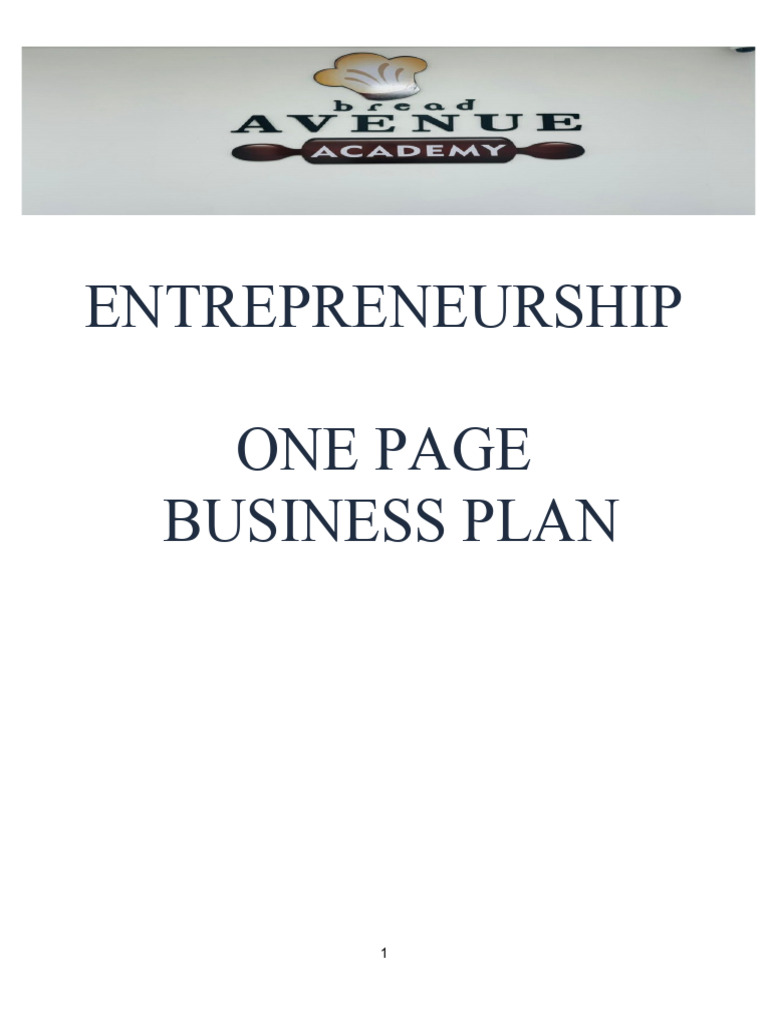 ENTREP ONE PAGE BUSINESS PLAN | PDF | Business Plan | Marketing Strategy