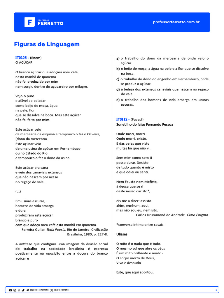 Questions - Interpretacao de Texto - Figuras de Linguagem | PDF | Morte ...