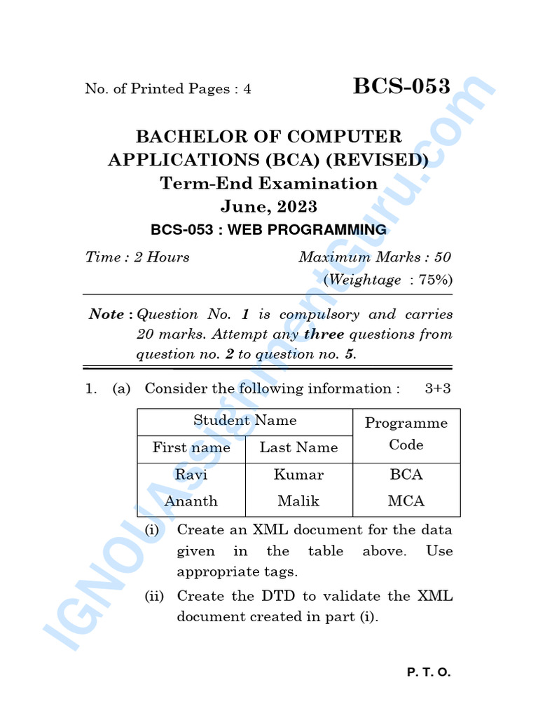 27._June_2023 BCS-053 IGNOUAssignmentGuru.com | Download Free PDF | Html | World Wide Web