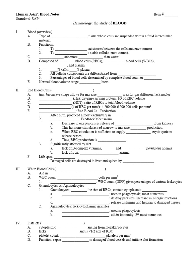 Notes Blood | Download Free PDF | Blood Cell | White Blood Cell