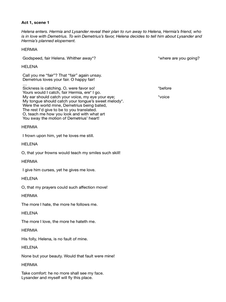 MSND I.i, Helena | PDF | A Midsummer Night's Dream
