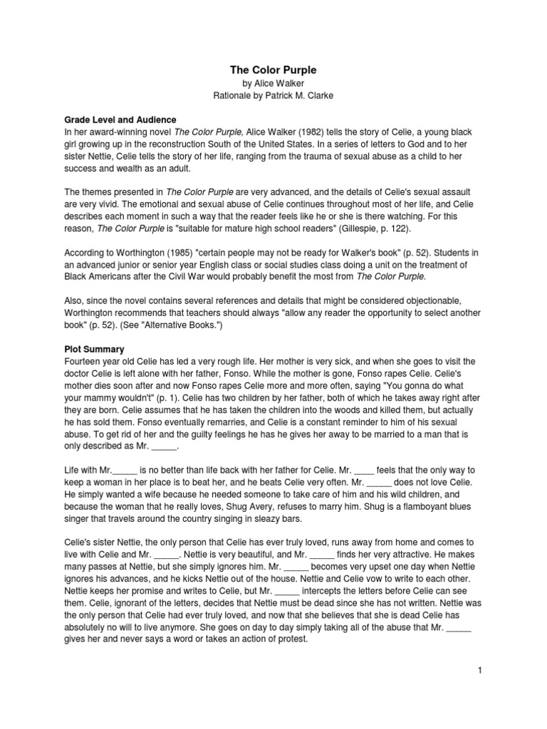 Mature Readers' Guide to 'The Color Purple' | PDF | Adolescence