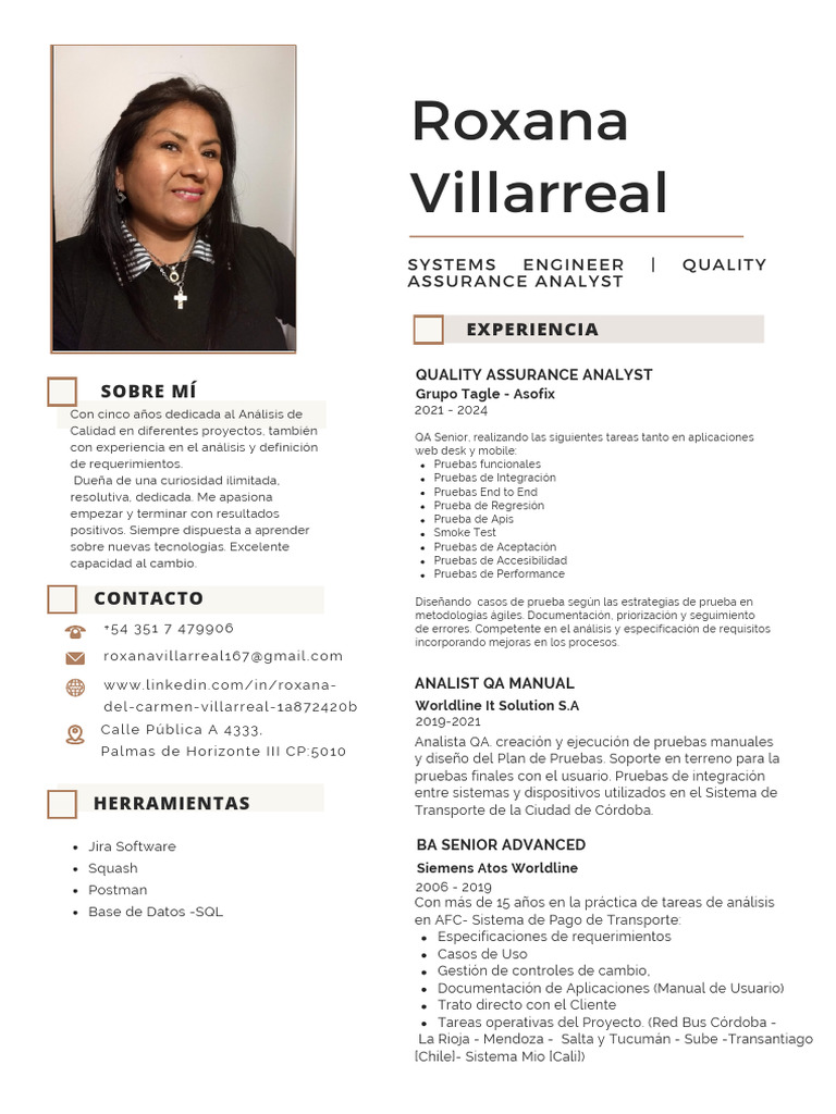 CV - Roxana Villarreal | PDF | Ingeniería de Sistemas | Ingeniería ...