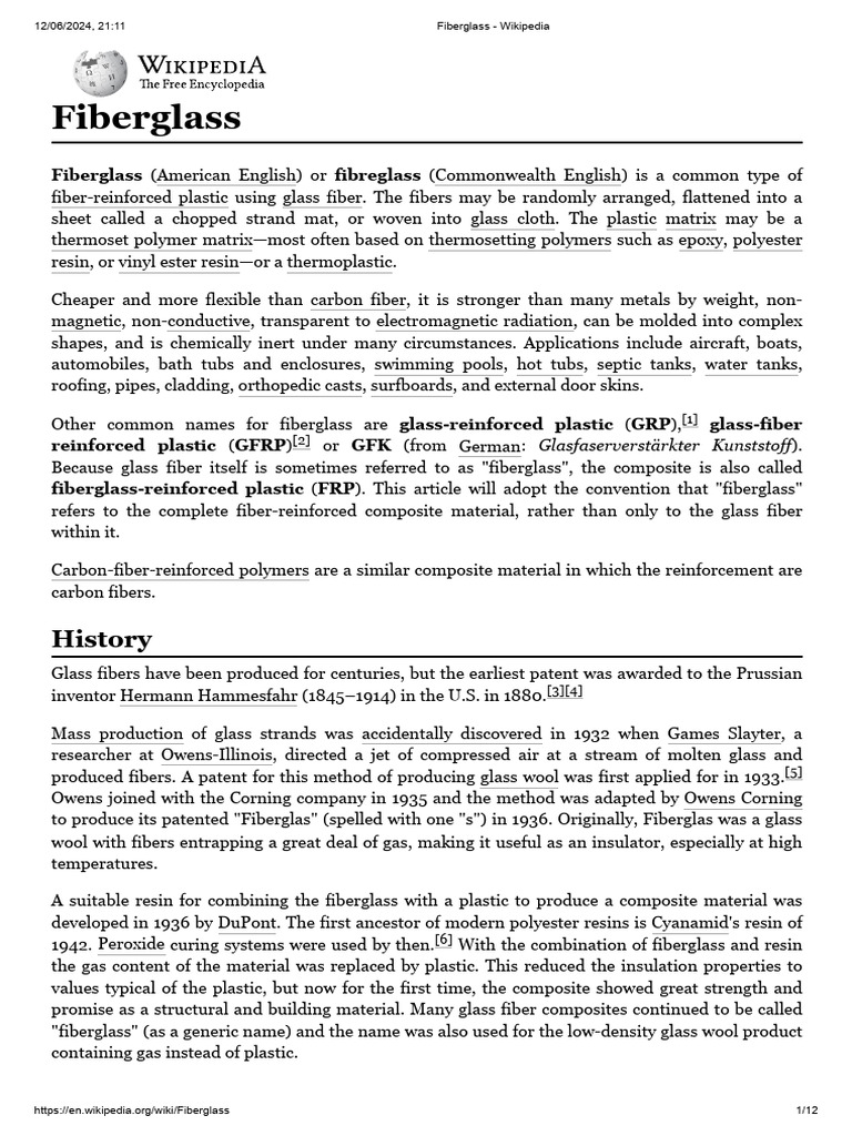 Fiberglass - GRE | PDF | Fiberglass | Materials