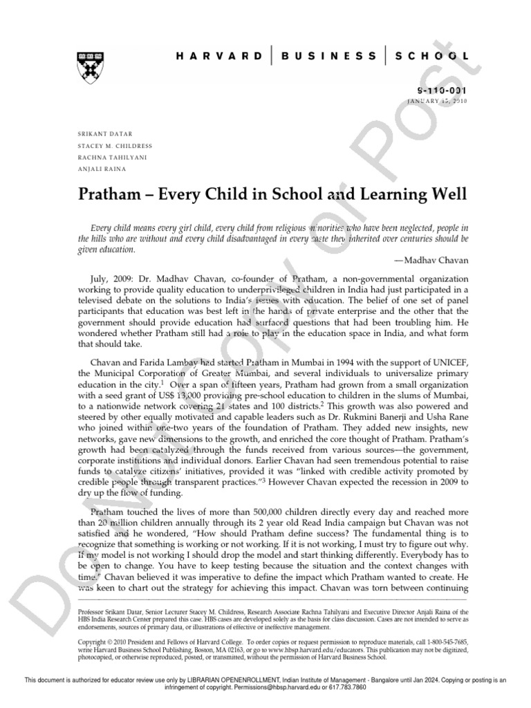 "Pratham Every Child in School and Learning Well | PDF