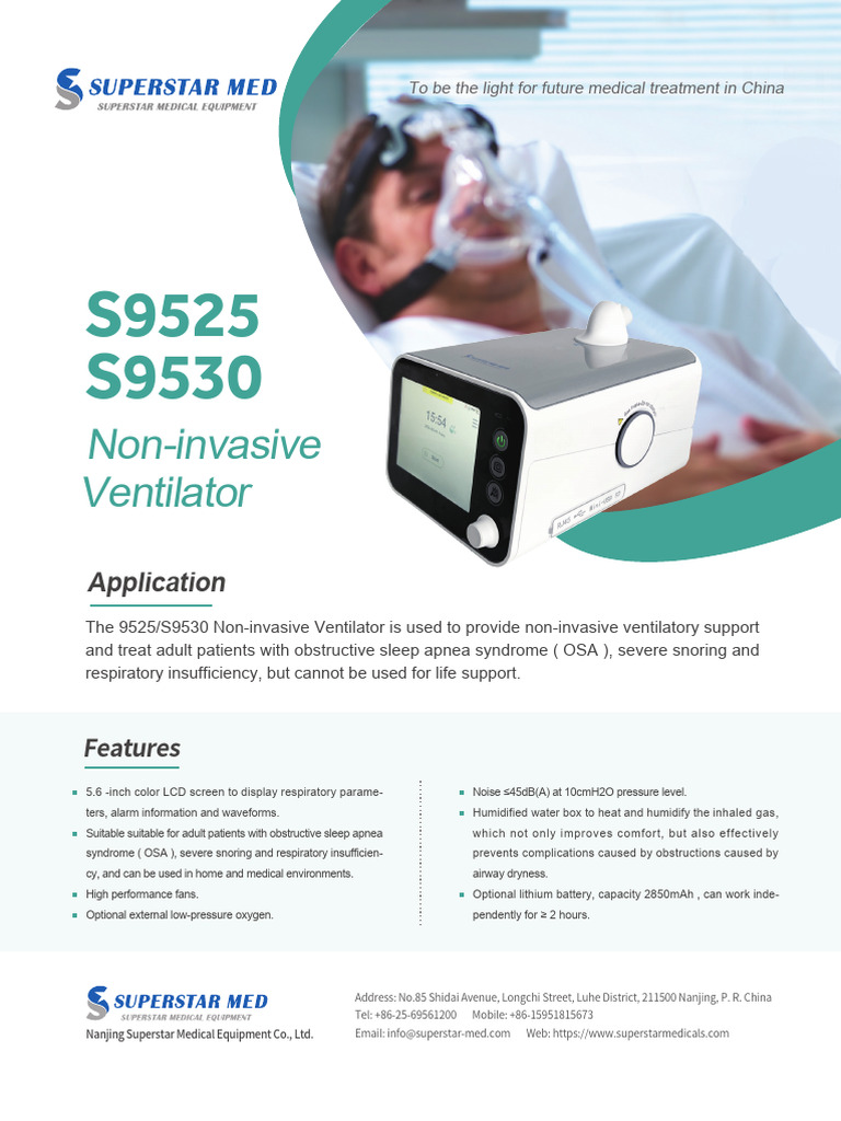 Non-Invasive Ventilator S9530 Features | PDF | Sleep Apnea ...