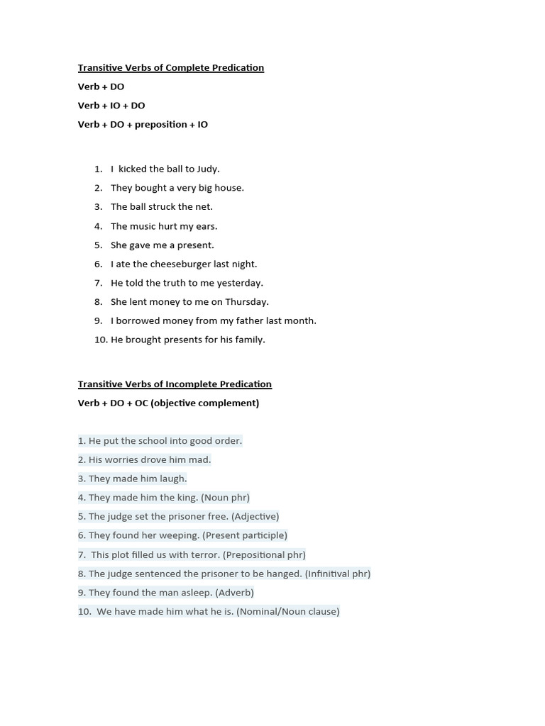 Transitive Verbs | PDF