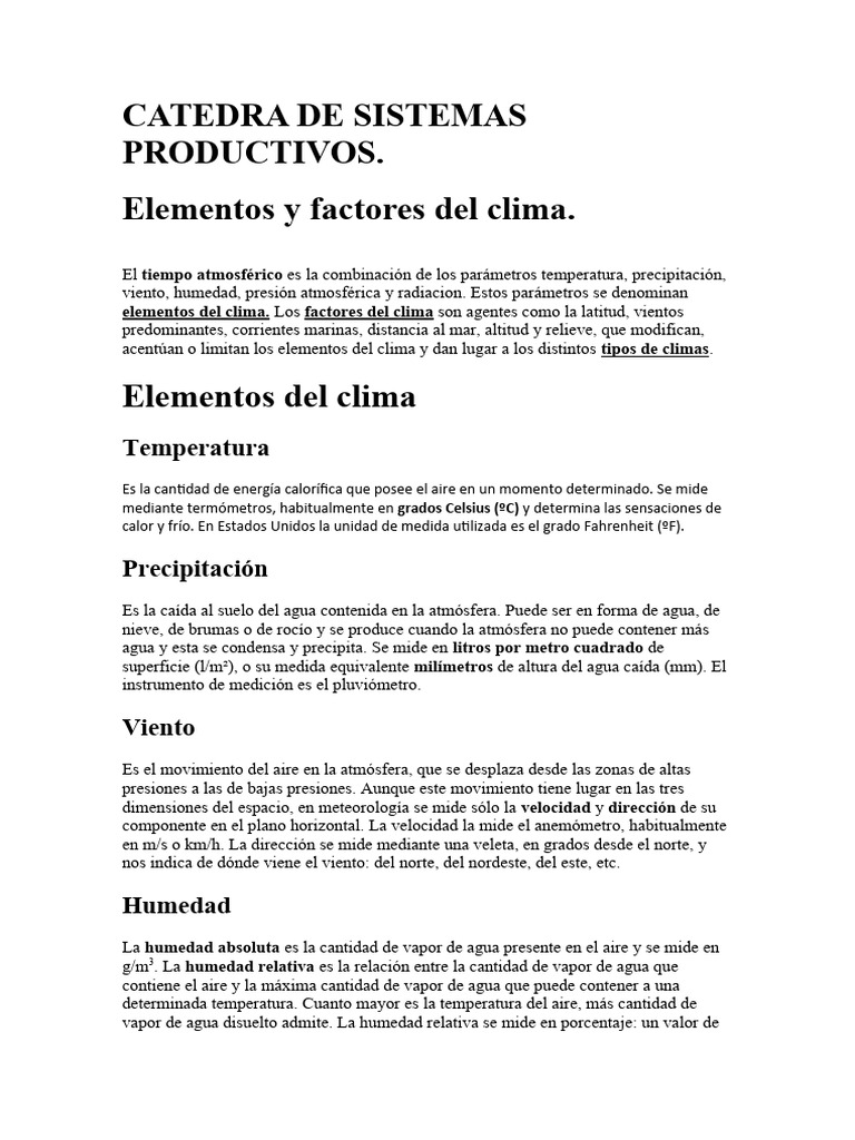 Elementos y Factores Del Clima | PDF | Clima | Humedad
