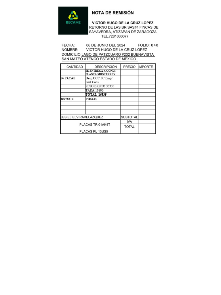 Copia de NOTAS DE REMISION RECAME 2 2 2 2 2 2 3 | PDF