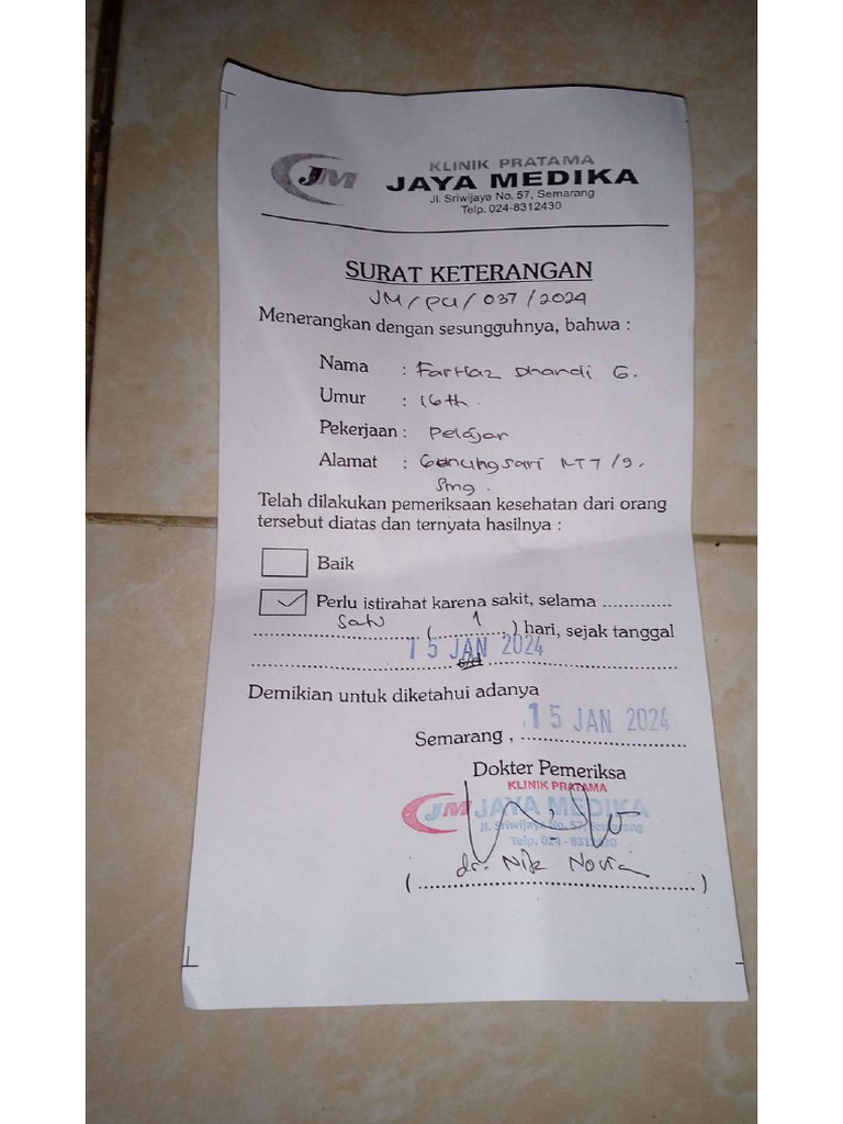 Surat Ijin Sakit | PDF