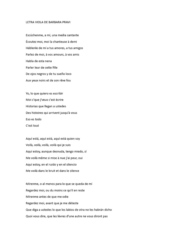 Letra de "Voilà" de Barbara Pravi | PDF