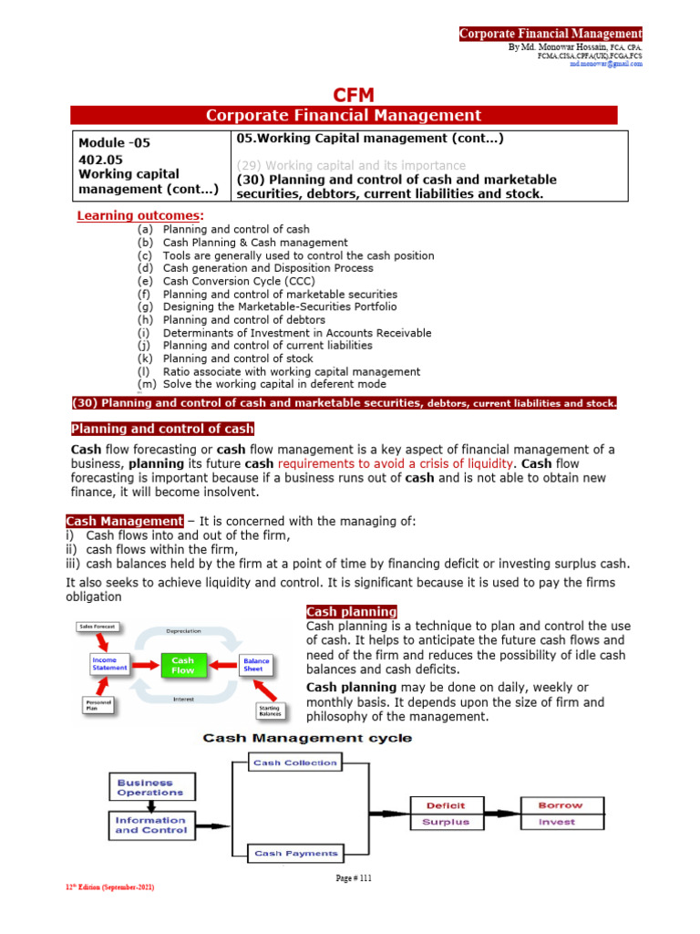 Corporate Financial Management (CFM) - Module-05 - Working Capital ...