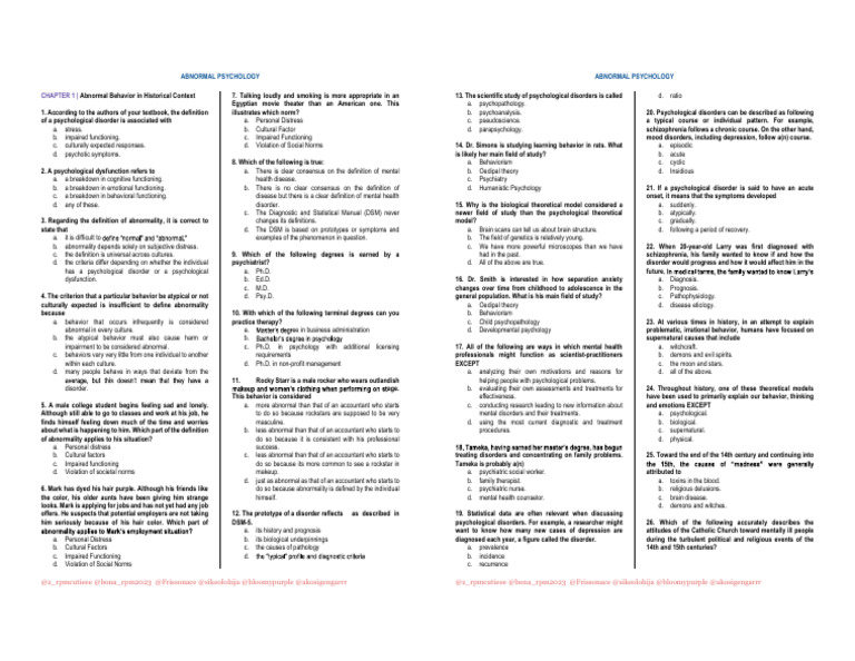 24-sample-test | PDF | Mental Disorder | Psychology