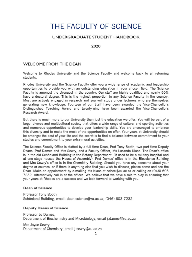 2020 Handbook | PDF | Academic Degree | Bachelor's Degree