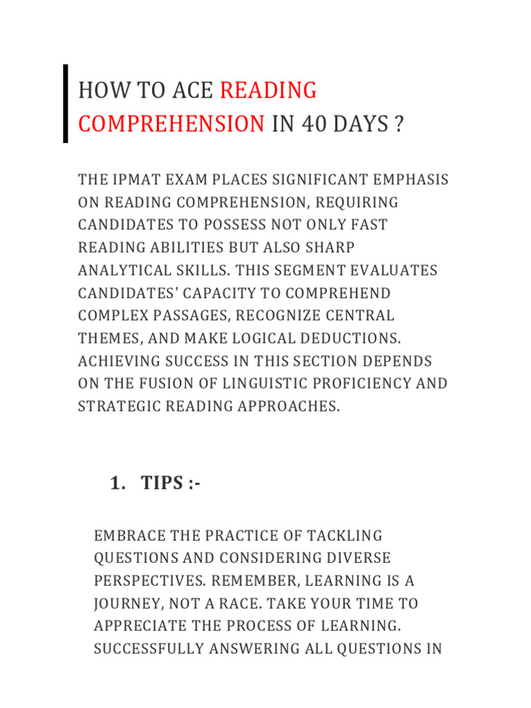 How To Ace Reading Comprehension in 40 Days | PDF | Reading Comprehension | Cognitive Psychology