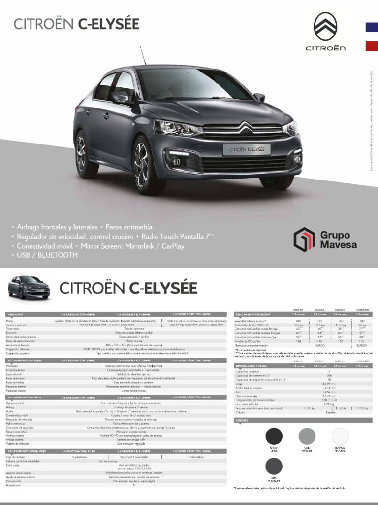 Ficha+Tecnica+c Elysee | PDF