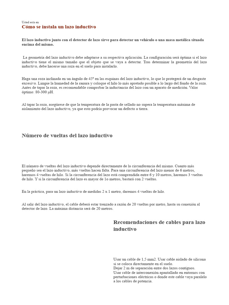 Instalación de Lazo Inductivo: Guía Práctica | PDF | Ingenieria Eléctrica
