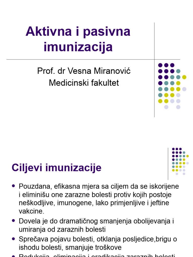 Aktivna I Pasivna Imunizacija | PDF