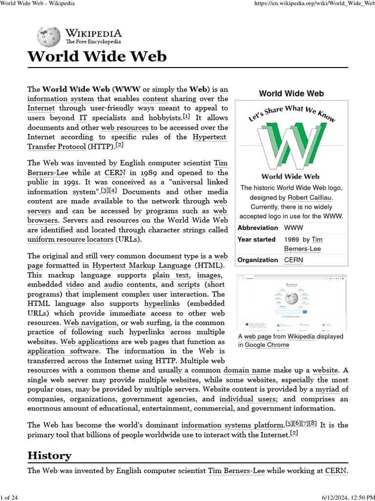History of the World Wide Web | PDF | World Wide Web | Internet & Web