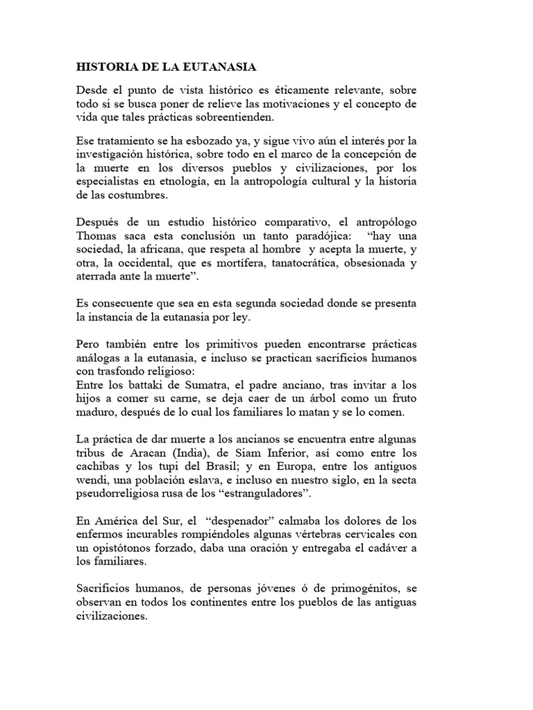 3ra. Clase de Bioetica, Historia de La Eutanasia | PDF | Alemania nazi | Moralidad