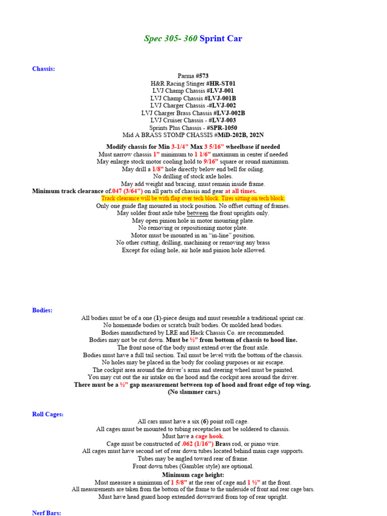 Sprint Car Rules | PDF | Tire | Gear