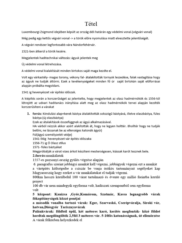 Tétel Várháborúk Kora | PDF