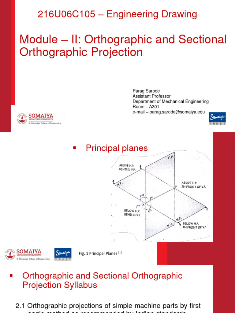 Module 2 - Orthographic and Sectional Orthographic Projection | PDF