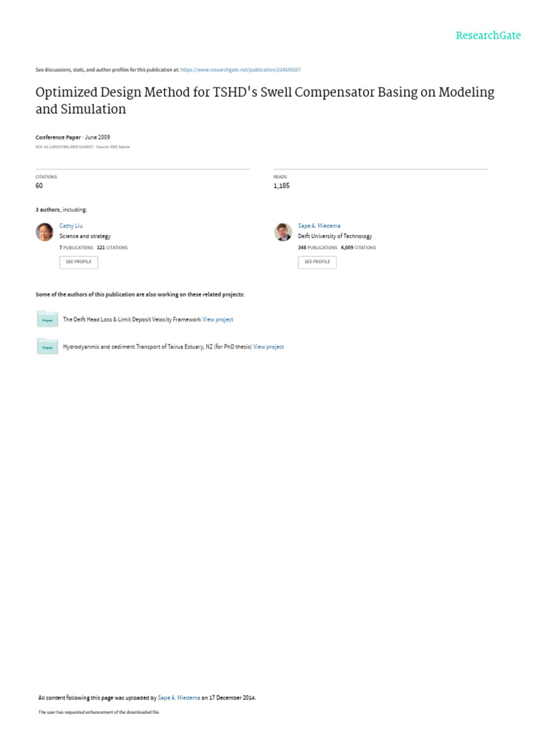 Optimizing TSHD Swell Compensator Design | PDF | Dredging | Friction
