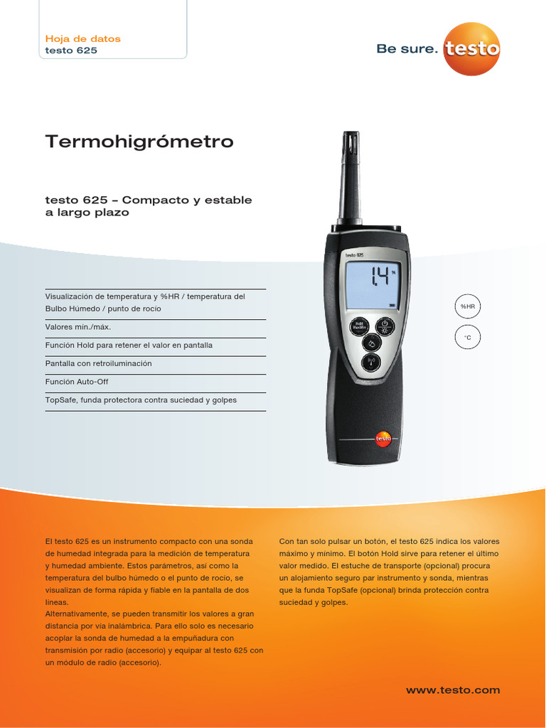 Testo 625 Ficha Tcnica | PDF | Calibración | Metrología