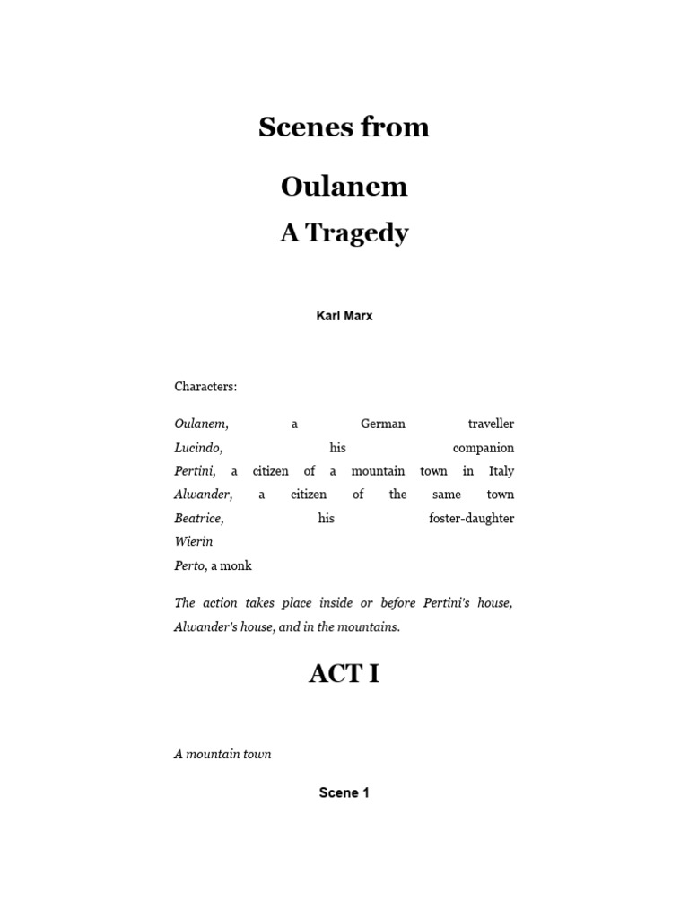 Oulanem A Tragedy. Play by Karl Marx | PDF