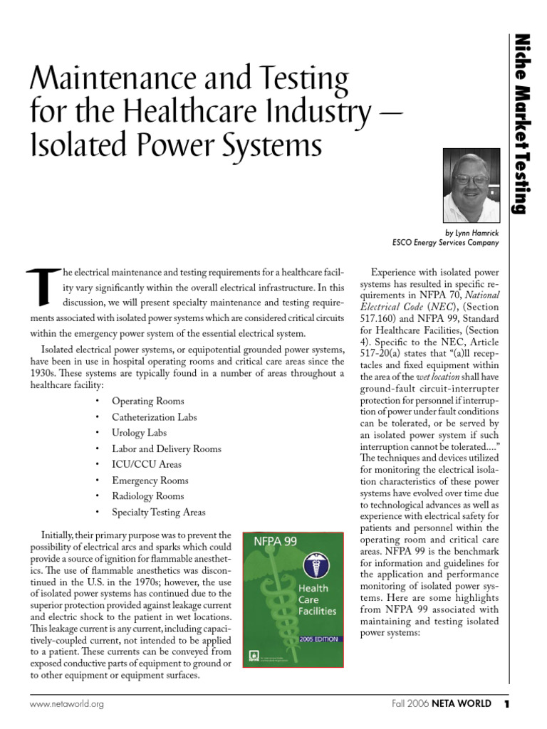 NETA NFPA 99 Testing | Download Free PDF | Electrical Impedance | Joint ...