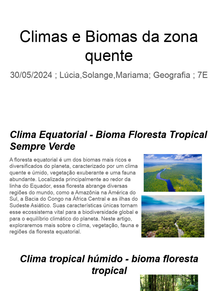 Climas e Biomas Da Zona Quente | PDF | Deserto | Florestas