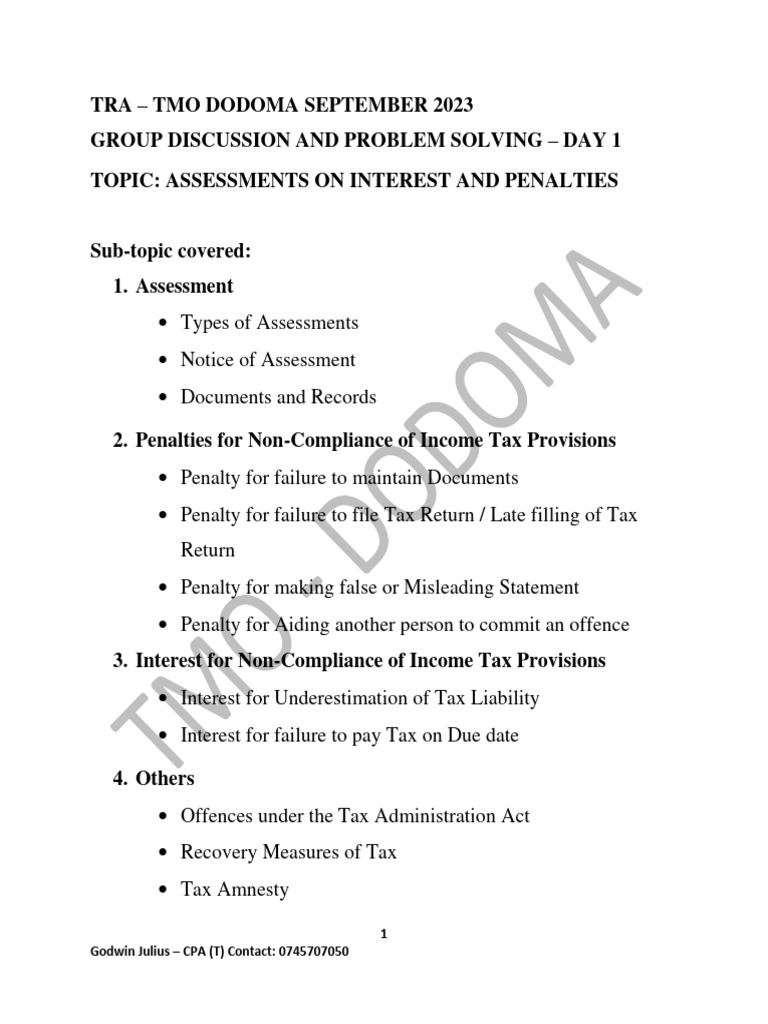 ASSESMENT - TMO DODOMA | Download Free PDF | Taxes | Bookkeeping