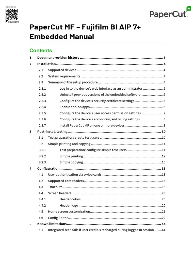 PaperCut MF - FujiFilm BI AIP 7+ Embedded Manual-2023!06!09 | PDF ...