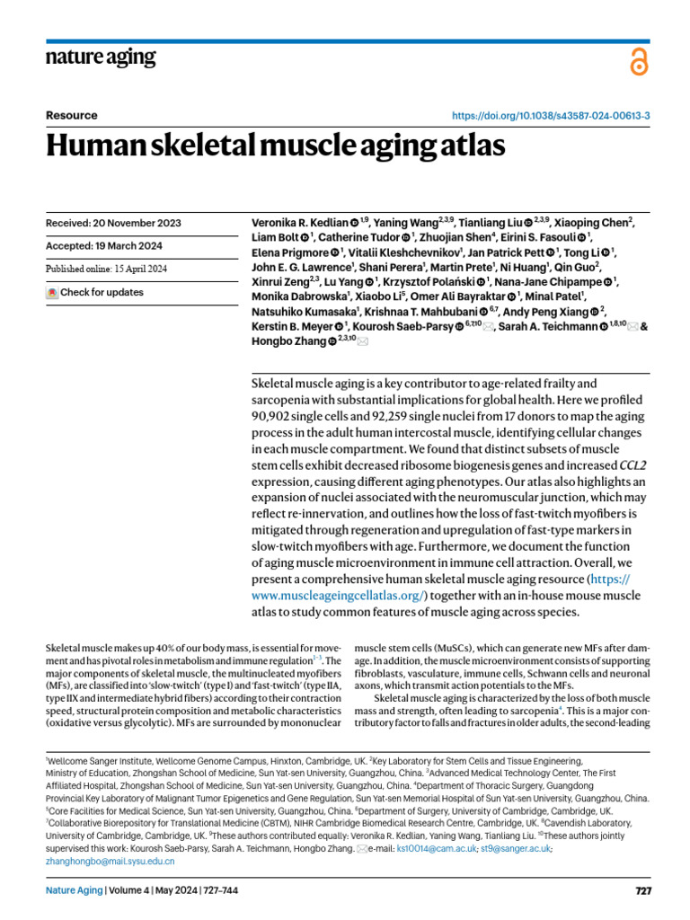 Human Skeletal Muscle Aging Atlas | PDF | Skeletal Muscle | Nf κb