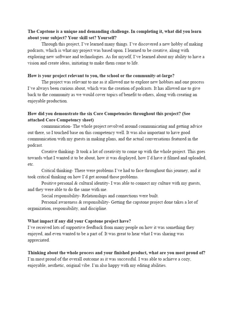 capstone reflection | PDF | Creativity | Thought