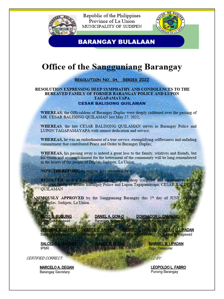 Resolution of Condolence 2 | Download Free PDF | Philippines