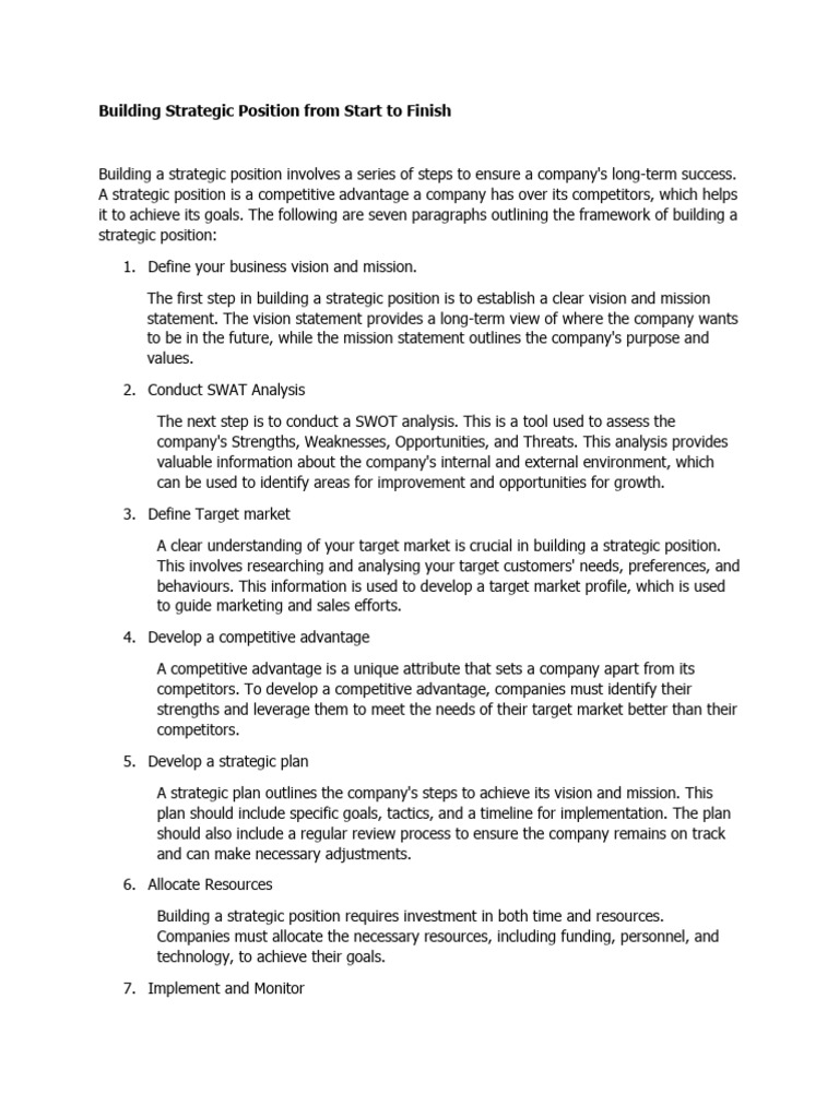 Building Strategic Position From Start To Finish | PDF | Strategic ...