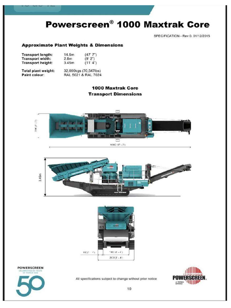 Secundaria Powerscreen 1000 Maxtrak | PDF