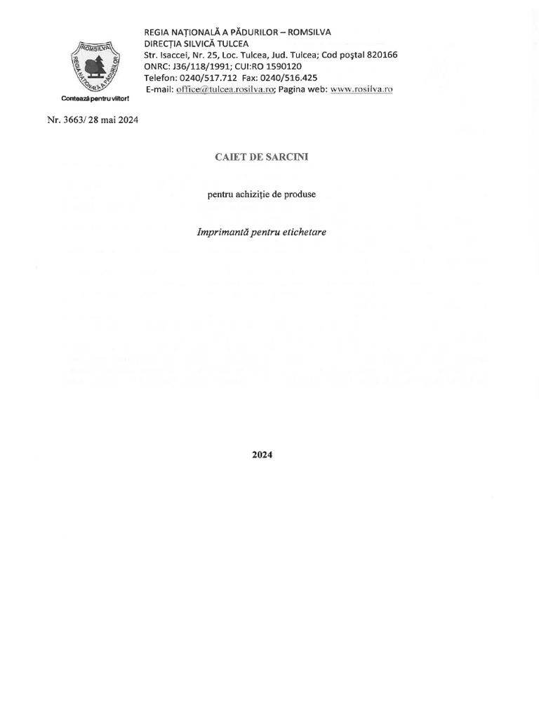Caiet de Sarcini Imprimanta Pentru Etichetare | PDF