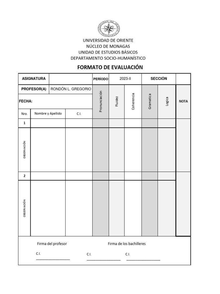 Formatos Evaluación Parejas | PDF
